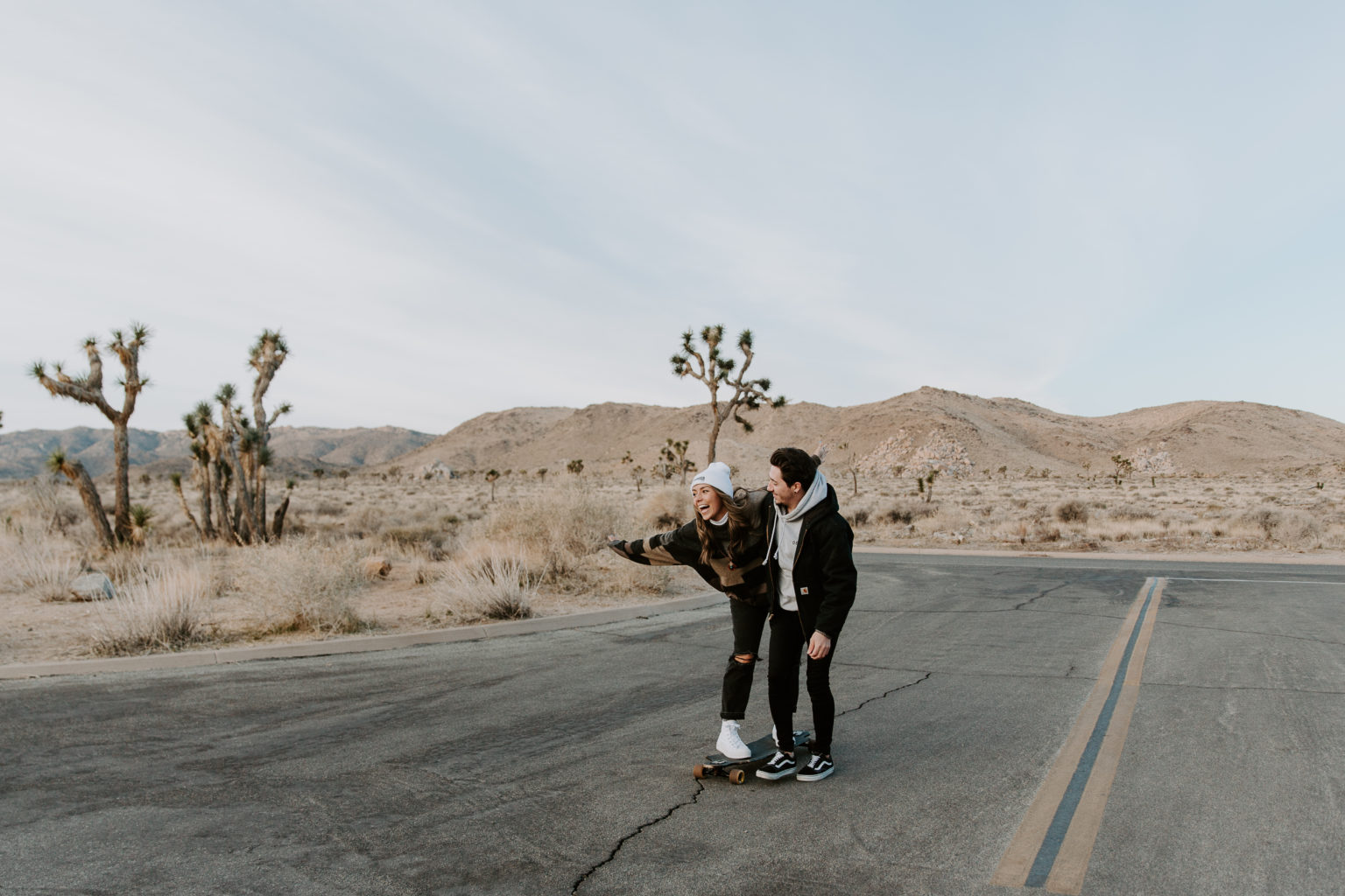 Joshua Tree National Park Sunrise Skateboard Couples Session in ...